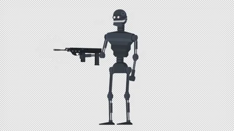 Army robot. Animation of a robot shootin... | Stock Video | Pond5