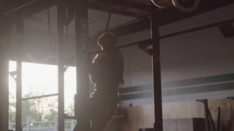 Army Soldier Doing Pull-Ups in a Gym | Stock Video | Pond5