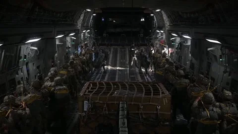 Army soldiers conducting static line jum... | Stock Video | Pond5