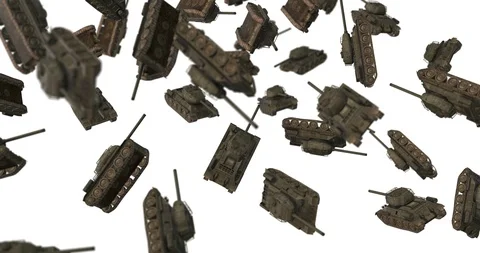 army tank falling 3d animation | Stock Video | Pond5
