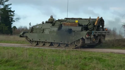 Army tank recovery vehicle in motion | Stock Video | Pond5