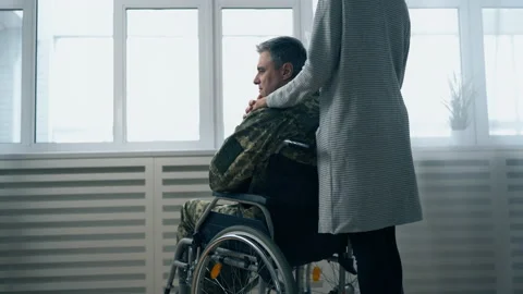 Army veteran with disability getting sup... | Stock Video | Pond5