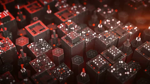Array of red mechanical units seamless l... | Stock Video | Pond5