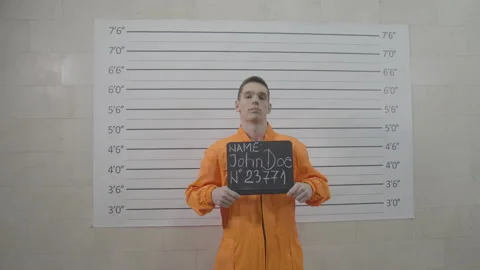 Arrested young man mug shot scene. Priso... | Stock Video | Pond5