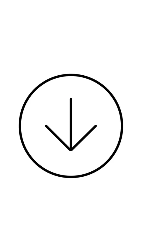 Arrow pointing down line icon, black out... | Stock Video | Pond5