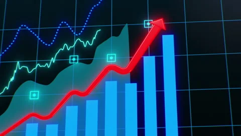 Arrow Rising and Falling on Dark Blue Sc... | Stock Video | Pond5