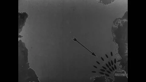 Arrow sign on animated map pointing at C... | Stock Video | Pond5