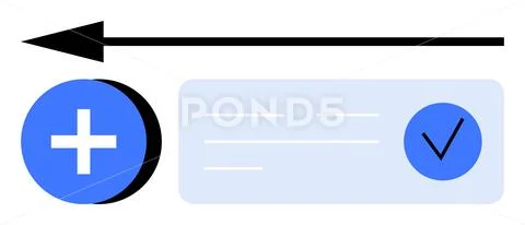 Arrow Symbol with Plus and Checkmark Icons Indicating Addition and ...