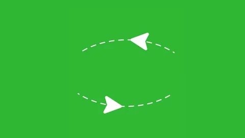 Arrow triangle dashed loop on a green ba... | Stock Video | Pond5