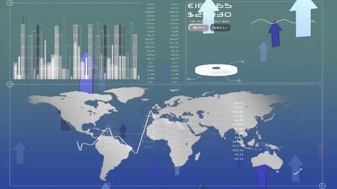 Arrows moving up and data moving behind ... | Stock Video | Pond5