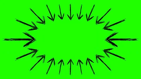 Arrows point towards the center on a gre... | Stock Video | Pond5