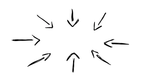 Arrows Pointing in the Center Hand Drawn... | Stock Video | Pond5