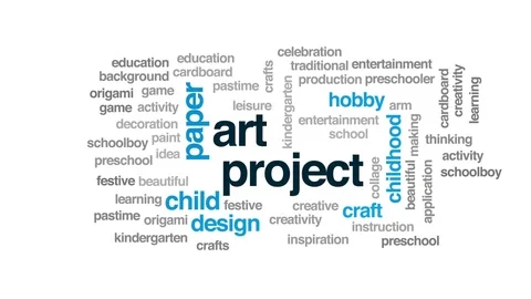 Art project animated word cloud, text de... | Stock Video | Pond5