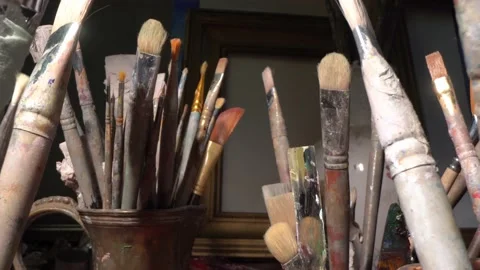 Art studio. Tools for Artist, Sculptor, ... | Stock Video | Pond5