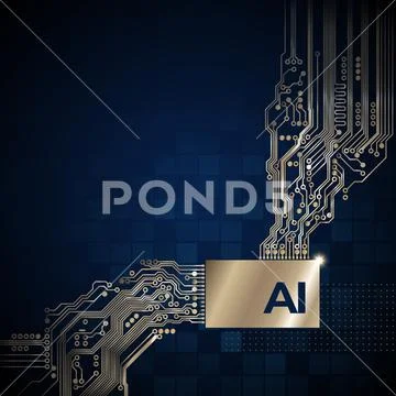 Artificial intelligence, ai. Circuit board background, concept design ...