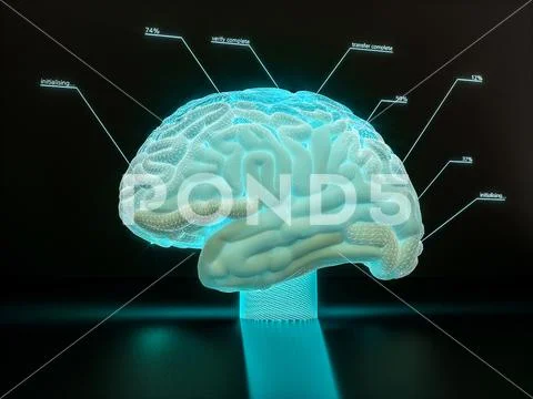 Artificial intelligence deep learning brain simulation: Graphic #100342137
