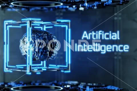 Artificial intelligence microprocessor. Training a neural network. Artifici..: Graphic #250682929