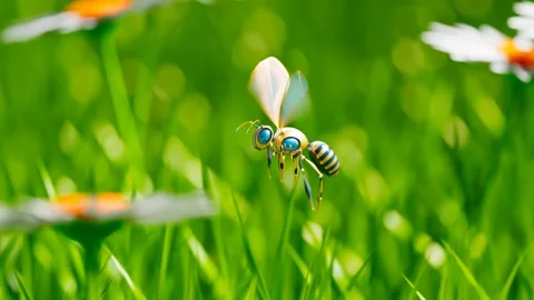 Artificial intelligence robot bee flying... | Stock Video | Pond5