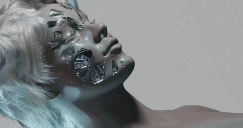 Artificial intelligence robot girl awake... | Stock Video | Pond5