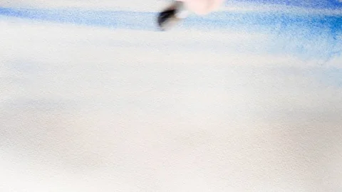 The artist covers a wet sheet of thick p... | Stock Video | Pond5