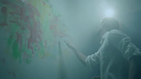 Artist drawing masterpiece in the art st... | Stock Video | Pond5