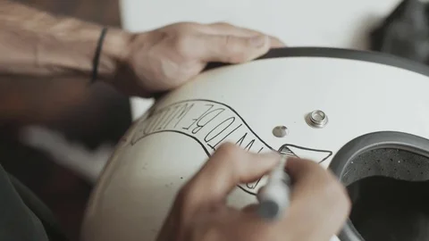 Artist draws hand lettering on vintage h... | Stock Video | Pond5