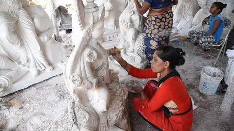 Artist making sculptures & finishing on ... | Stock Video | Pond5