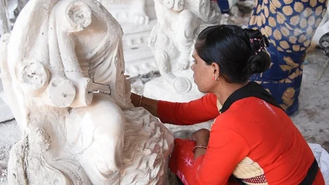 Artist making sculptures & finishing on ... | Stock Video | Pond5