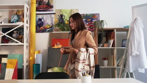 artist occupation painter workplace woma... | Stock Video | Pond5