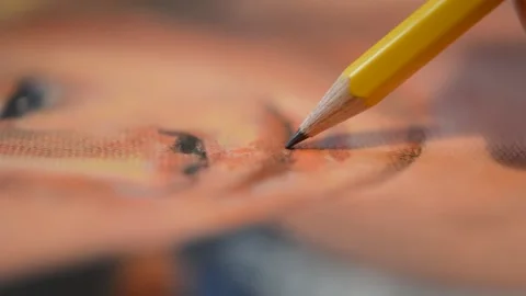 artist using a pencil for draw classic a... | Stock Video | Pond5