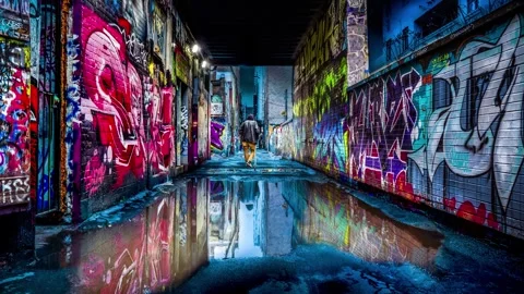 Artistic Animation Graffiti Alley Photo ... | Stock Video | Pond5