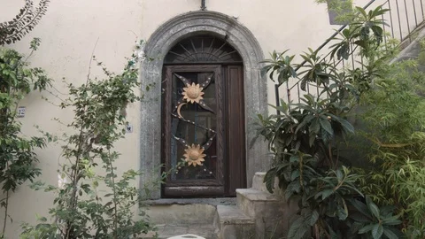 Artistic door with stairs in ancient bui... | Stock Video | Pond5