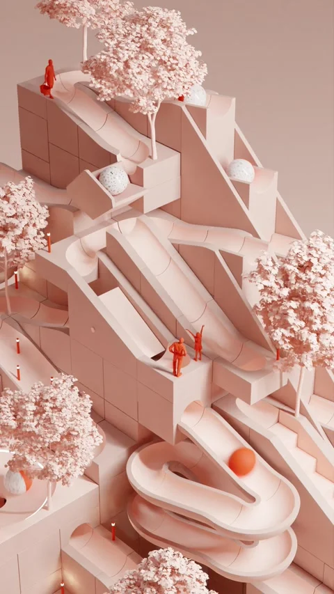 Artistic marble run animation with minia... | Stock Video | Pond5