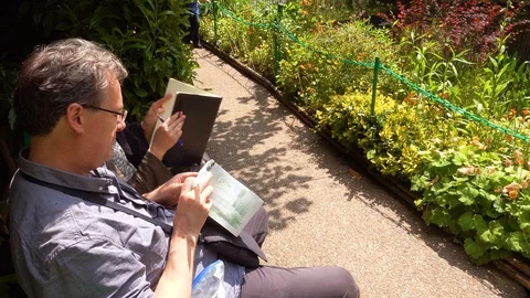 Artists draw in the garden of Claude Mon... | Stock Video | Pond5