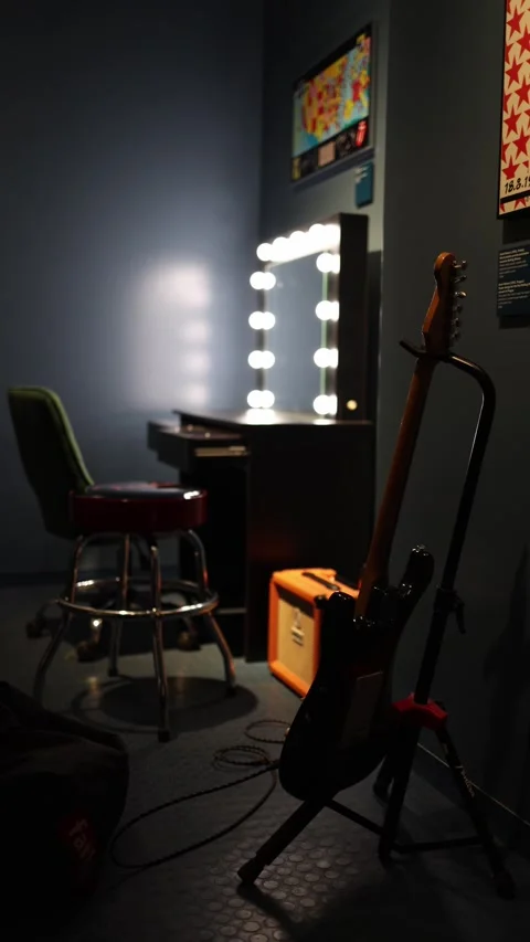 An artist's dressing room with a lit van... | Stock Video | Pond5