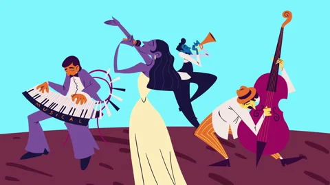 artists playing music instruments animat... | Stock Video | Pond5