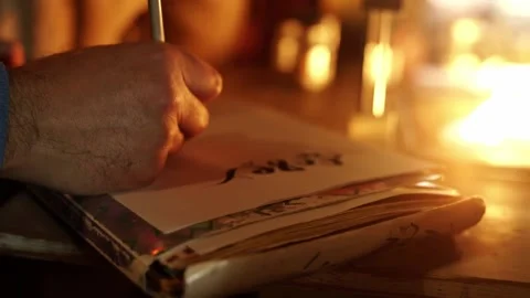 Arts of Calligraphy. Writing Spiritual ... | Stock Video | Pond5