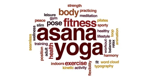 Asana yoga animated word cloud, text des... | Stock Video | Pond5