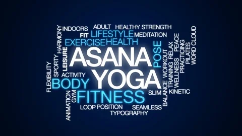 Asana yoga animated word cloud, text des... | Stock Video | Pond5
