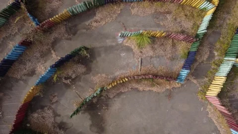 Ascending Aerial top down Empty labyrint... | Stock Video | Pond5
