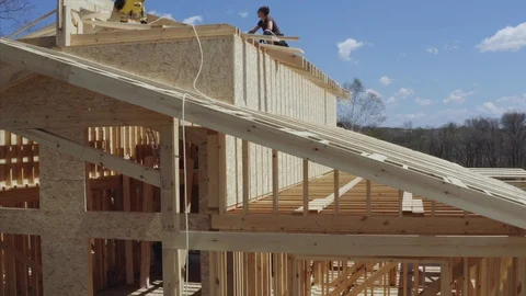 Ascending aerial view of frame house ext... | Stock Video | Pond5