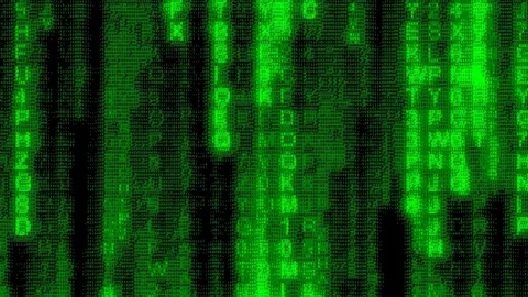 ASCII Matrix code rain glow long | Stock Video | Pond5