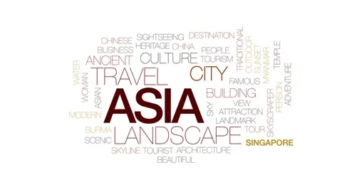 Asia animated word cloud, text design an... | Stock Video | Pond5