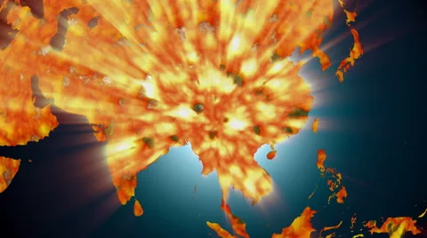 Asia on fire, 4K animation. | Stock Video | Pond5