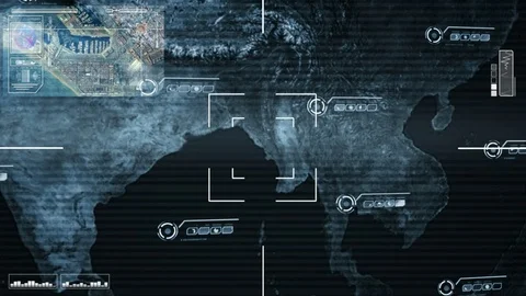 Asia Map High Tech Scanning blue | Stock Video | Pond5