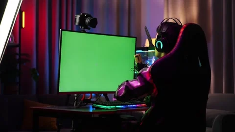 Asian Boy Streamer Using Green Screen Pe... | Stock Video | Pond5