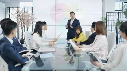 Asian business boardroom meeting in mode... | Stock Video | Pond5