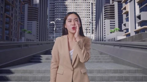 Asian Business Woman Doing Ooh Face On T... | Stock Video | Pond5
