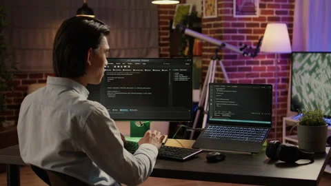 Asian developer programming code on fire... | Stock Video | Pond5