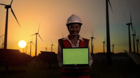 Asian Female Engineer Works On Green Scr... | Stock Video | Pond5